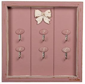 Růžový dřevěný věšák na klíčeb Wilbert – 30x4x30 cm