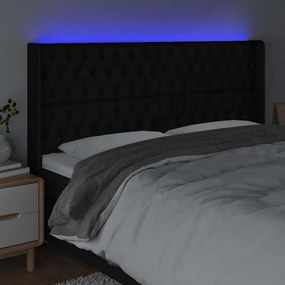Čelo postele s LED černé 203 x 16 x 118/128 cm textil 3124408