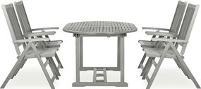 5dílná zahradní jídelní sada (150-200) x 100 cm masivní akácie šedá 3057907