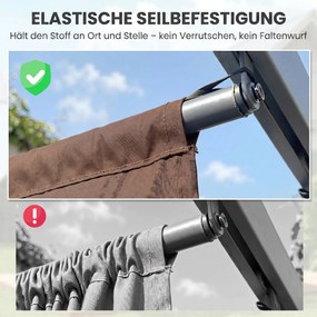 Náhradní střecha pro pergolu 3 x 3 m, zatahovací, s otvory pro odvod dešťové vody, odolná proti povětrnostním vlivům, polyester, 250 x 255 cm Káva