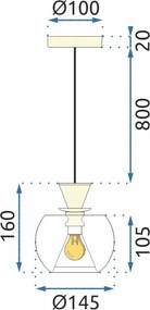 Toolight - Stropní lampa závěsná skleněná koule zlatá APP902-1CP, OSW-06676