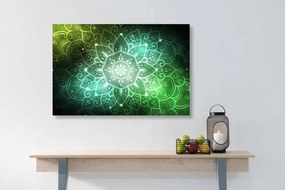 Obraz Mandala s galaktickým pozadím v odstínech zelené Varianta: 60x40
