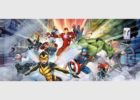 Dětská vliesová fototapeta na zed' Marvel Avengers v bitvě, Disney | 202 x 90 cm | DFTDNH 5397