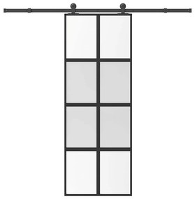 Posuvné dveře s kováním 76x205 cm tvrzeného sklo a hliník 3333010
