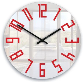 Nástěnné hodiny Slim 32 cm bílé/červené