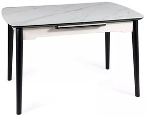 Rozkládací jídelní stůl Apollo 120/160 cm bílý mramor/černý