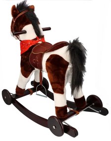 NEF Plyšový interaktivní houpací kůň s kolečky - tmavě hnědý