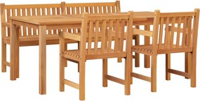 4dílný zahradní jídelní set masivní teakové dřevo 3157172