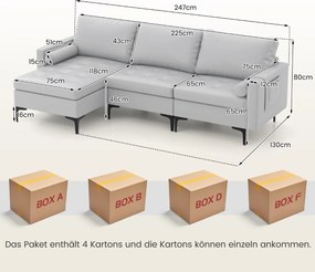 Costway Multiple Combination Sofa Collection Sections Modular s porty USB