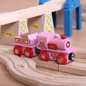Bigjigs Rail Růžová mašinka s tendrem / od 3 let