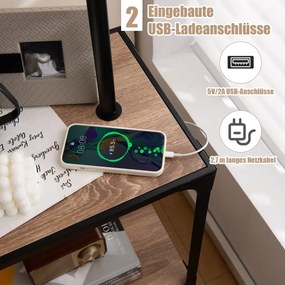 Costway Moderní odkládací stolek se stolní lampou a 360° otočnou noční lampičkou