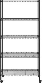 Úložný regál 5 polic 75 x 35 x 155 cm s kolečky černý 250 kg 324630