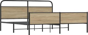 Kovový rám postele bez matrace kouřový dub 183 x 213 cm 3318675