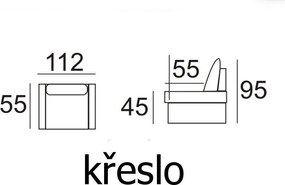 Kožené křeslo Dubaj LUX, hnědá (S-12)