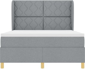 Postel s boxspringem s čelo Světle šedá 200 x 160 cm textil 3340823