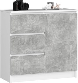 Komoda K80 Jerry 1D3SZ bílá/beton