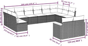 13dílná zahradní sedací souprava s polštáři šedá polyratan 3226460
