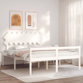 Postel s čelem pro seniory bílý 160x200 cm masivní dřevo 3195557