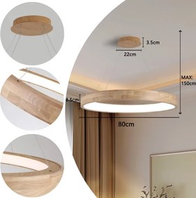 Brilagi -LED Lustr na lanku FALCON WOOD LED/60W/230V 3000/4000/6000K 80 cm dřevo