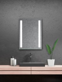 Amirro Zrcadlo na zeď chodbu do pokoje ložnice koupelny předsíně LUMINA SENZOR LED - 80 x 60 cm se dvěma  LED podsvícenými pruhy a  s dotykovým sensorem 900-964