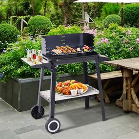 Outsunny Uhlíkový Gril BBQ na Pikniky a Otevřený Oheň 83x46x87 cm