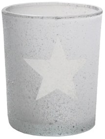 Skleněný svícen s ornamentem hvězdy na čajovou svíci - 12,5 cm