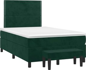 Box spring postel s matrací tmavě zelená 100x200 cm samet 3137770