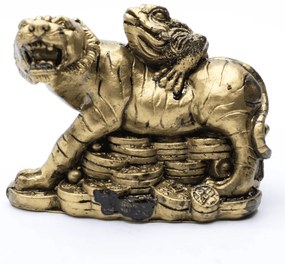 Milujeme Kameny Tygr s třínohou žábou - soška Feng shui VADA VAD77