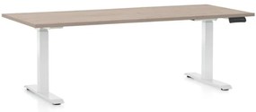 Výškově nastavitelný stůl OfficeTech C, 180 x 80 cm, bílá podnož, dub