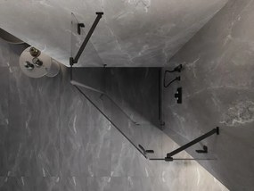Mexen Lunar, výklopný pětiúhelníkový sprchový kout pravý 100 x 100 cm, 8mm čiré sklo, černý profil, 831-100P-100L-70-00-P