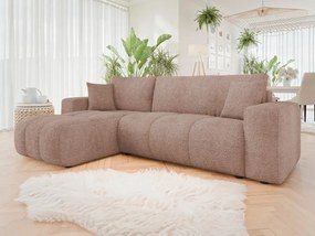 Rohová rozkládací sedačka Larow Boucle, Potah: Coral 45