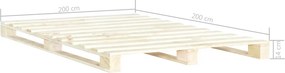 Rám postele z palet masivní borovice 200 x 200 cm 285240