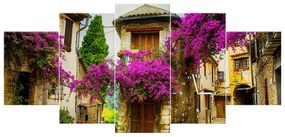 Gario Obraz s hodinami Staré město v Provence - 5 dílný Rozměry: 150 x 105 cm