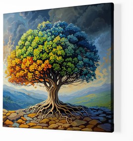 Obraz na plátně - Strom života Bouřka přichází FeelHappy.cz Velikost obrazu: 120 x 120 cm