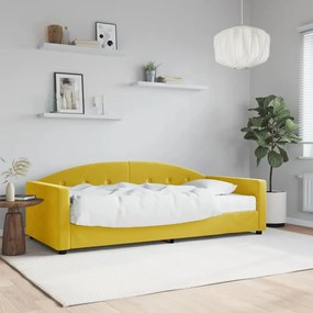 vidaXL Válenda s matrací 90 x 200 cm samet [3197277] Barva: Žlutá