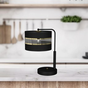 Stolní lampa Ultimo, 1x černé/zlaté textilní stínítko, b