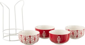 Dárková sada 4 misek s kovovým stojanem Nutcrackers – ∅ 11*6 cm / 300 ml