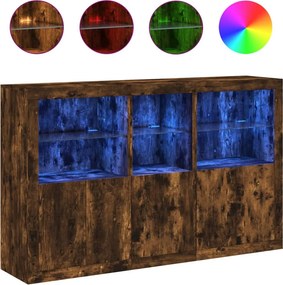 Příborník s LED osvětlením kouřový dub 162 x 37 x 100 cm 3209146
