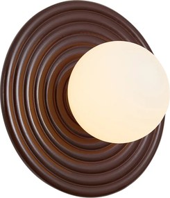 Retro nástěnné svítidlo hnědé s opálovým kulatým 20cm IP44 - Lila