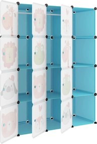 Dětská modulární skříň s 12 úložnými boxy modrá PP 340580