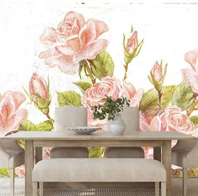 Tapeta vintage kytice růží - 225x150 cm