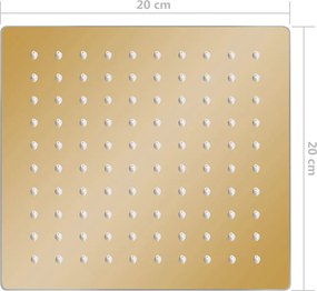 Dešťová sprchová hlavice nerezová ocel 20x20 cm čtvercová zlatá 147708