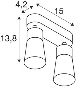 SLV 1008365 Puri 2.0 Cone, černé nástěnné/stropní svítidlo 2xGU10, délka 15cm