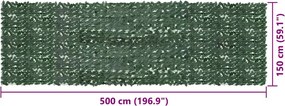 Balkónová zástěna s tmavě zelenými listy 500 x 150 cm 315493
