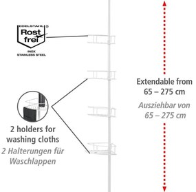 WENKO 26015100 - Rohová police DOLCEDO 31x230 cm nerez/bílá