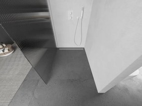 Mexen Kioto L, sprchová zástěna Walk-In 110 x 200 cm, 8mm sklo s žebrovým vzorem, bílý profil, 800-110-103-20-09