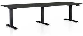 Výškově nastavitelný stůl OfficeTech Long, 240 x 80 cm, černá podnož, černá