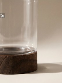 Sinsay - Skleněná váza s dřevěnou základnou - clear