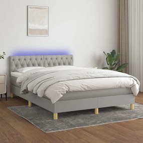 Box spring postel s matrací a LED světle šedá 140x190 cm textil,  3133949