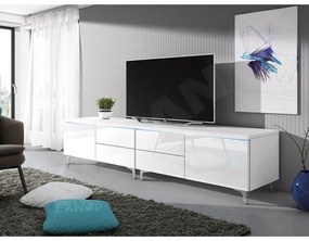 TV stolek Cleo XI-W Double L+P, Barva: bílá / bílý lesk